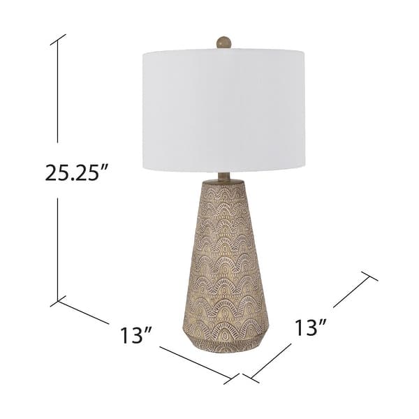 Avery 24"H Tan Embossed Table Lamp - 25.25'' H x 13'' W x 13'' D - Bed Bath & Beyond - 31986049